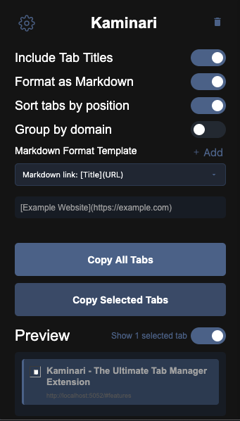 Kaminari - The Ultimate Tab Manager Extension